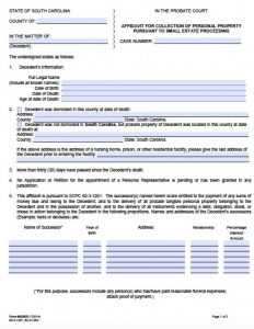 Free South Carolina Small Estate Affidavit Form - Small Estate ...